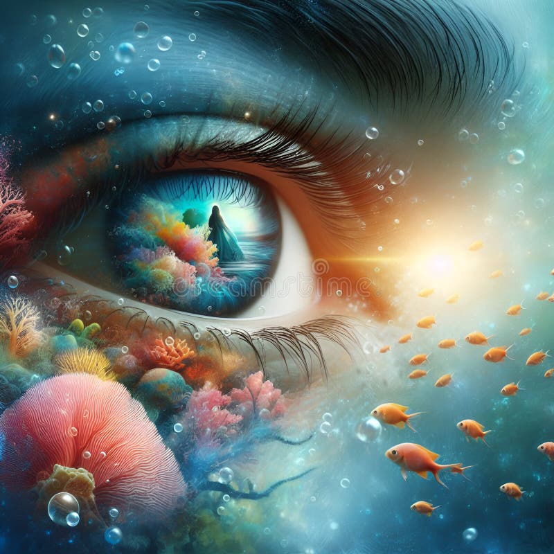 Seaside Vision: the Ocean in Your Eyes. Stock Illustration ...