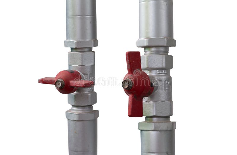 The Water Valve at the Connection Steel Pipe Isolated on White ...