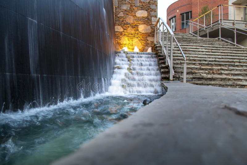 Waterfall on the Side of a Building Stock Photo - Image of building ...