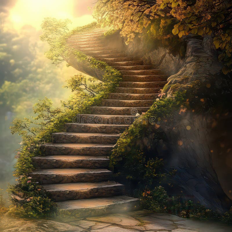 Picture of Stairs Going Up the Mountain Stock Illustration ...