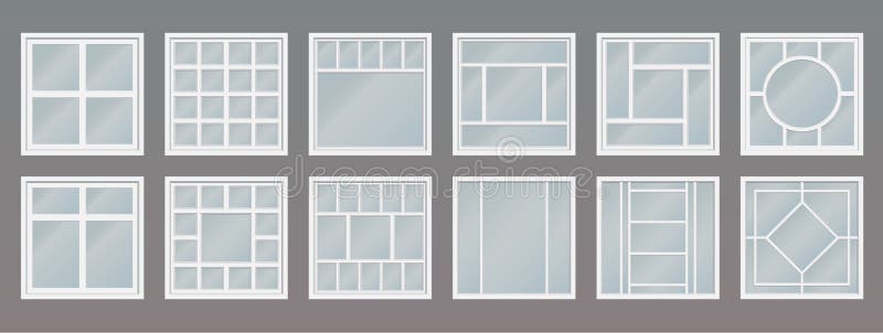 Bulilding Set Consisting of 12 Picture Type Square Windows Stock Vector ...