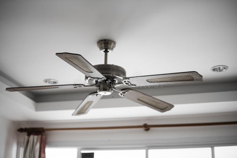 Picture of Wooden Ceiling Fan Inside the Living Room. Stock Photo ...