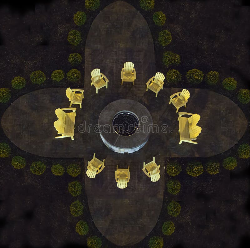 Yellow Chairs Around a Fire Pit Stock Image - Image of design, yellow ...