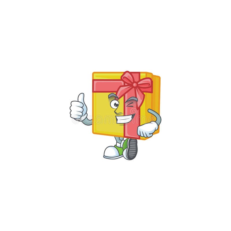 Picture of Yellow Gift Box Making Thumbs Up Gesture Stock Vector ...