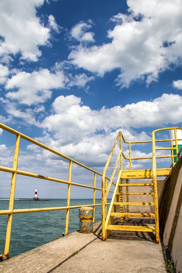 Yellow Stairs by the Edge of the Ocean Stock Photo - Image of summer ...