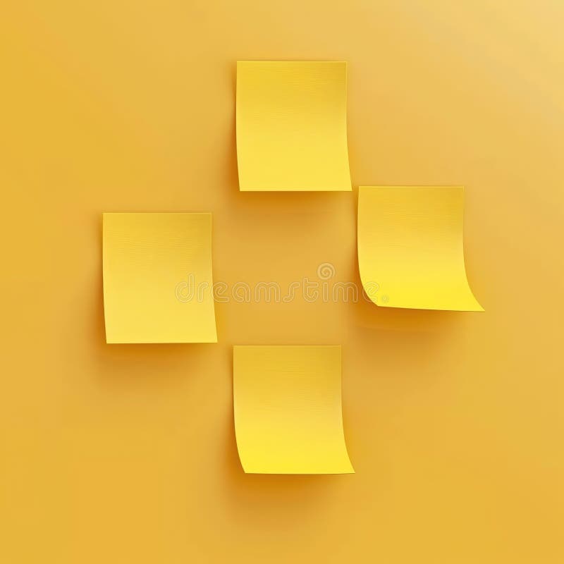 Picture of Yellow Wall Sticky Notes. Generative Ai Stock Illustration ...