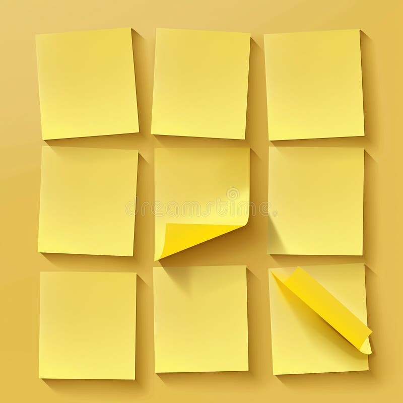 Picture of Yellow Wall Sticky Notes. Generative Ai Stock Illustration ...