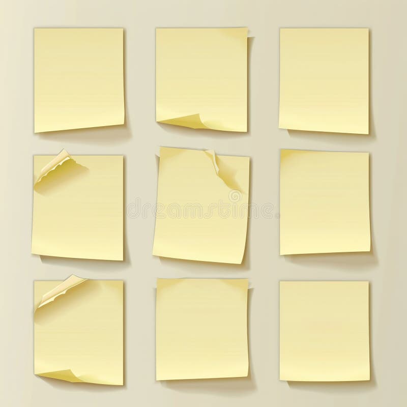 Picture of Yellow Wall Sticky Notes. Generative Ai Stock Illustration ...