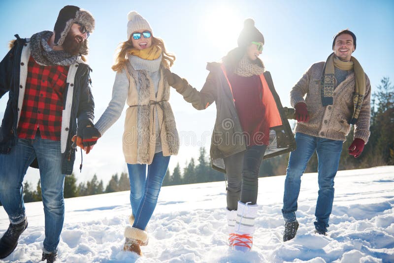 Winter holiday stock image. Image of happiness, friendship - 99942539