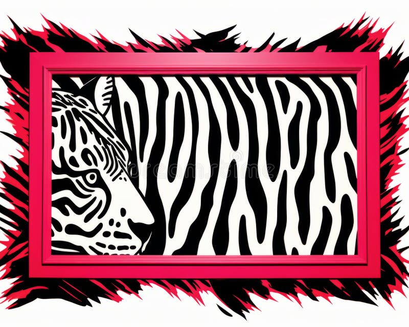 A Picture of a Zebra in a Pink Frame Stock Illustration - Illustration ...