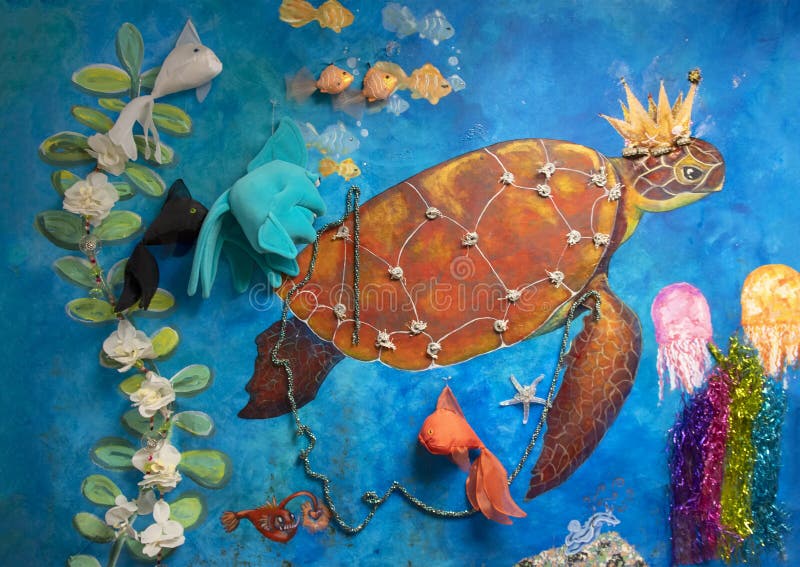 A Combine Painting Featuring a Crowned Queen Turtle on Public Display ...
