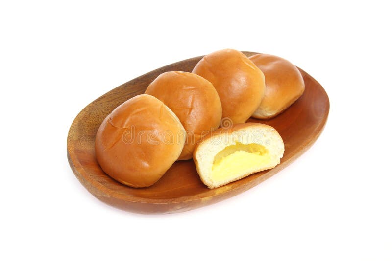 Cream buns on a plate stock photo. Image of bread, white - 118900022