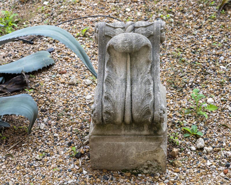 Decorative Ancient Stone Carving from Unknown Building on the Ground in ...