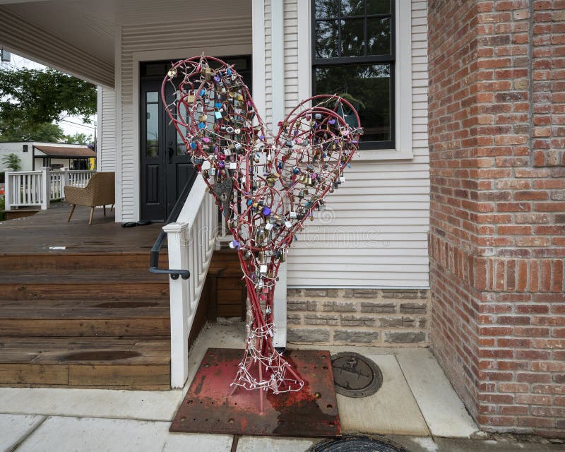 Heart-shaped Sculpture Featuring Multiple Locks of All Types and Sizes ...