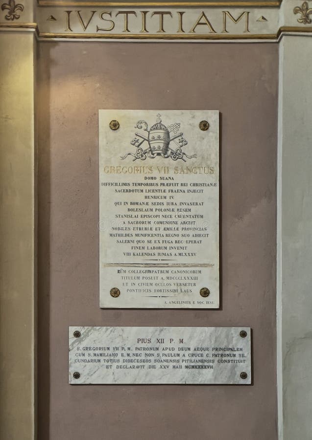 Plaques Honoring Saint Gregory VII Inside the Pitigliano Cathedral in ...