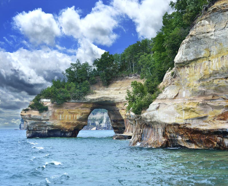 Pictured Rocks Arch stock photo. Image of view, michigan - 34626656