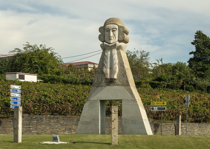 Monument with a Man Wearing a Wig in Peso Da Regua, Portugal. Editorial ...