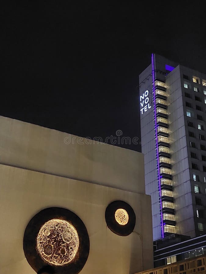 Pictures with Building Night View Editorial Photography - Image of neon ...