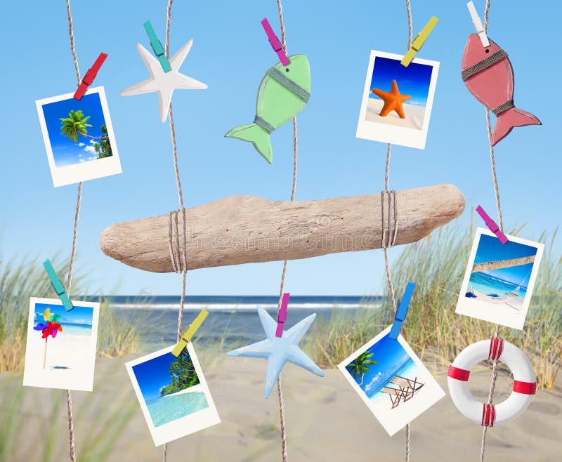 Pictures and Other Objects Hanging by the Beach Stock Image - Image of ...