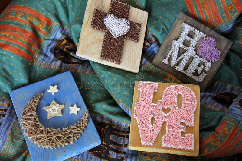 The Pictures in the Style of String Art Stock Photo - Image of craft ...