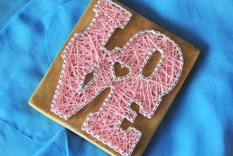 The Pictures in the Style of String Art. the Inscription `Love` Stock ...