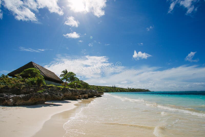 Picturesque beach stock image. Image of shack, beach - 70857333
