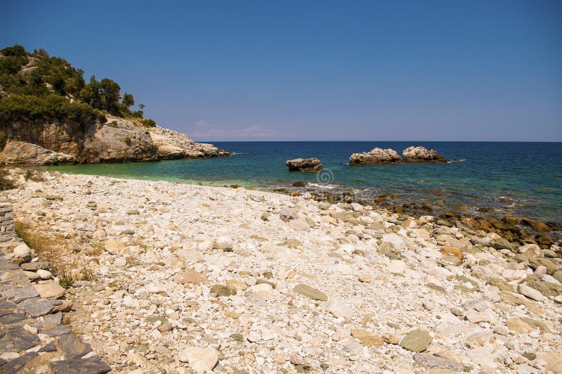 Picturesque Damouchari Beach at Pelion in Greece Stock Photo - Image of ...