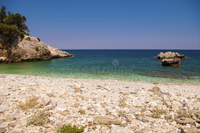 Picturesque Damouchari Beach at Pelion in Greece Stock Photo - Image of ...