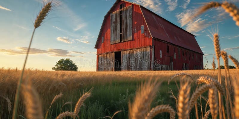 Picturesque Farmland Scenery Featuring Rustic Barn Sunset Landscape Stock Photos - Free ...