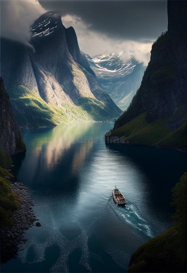 Picturesque Fjord in Scandinavia. AI Generated. Stock Photo - Image of ...