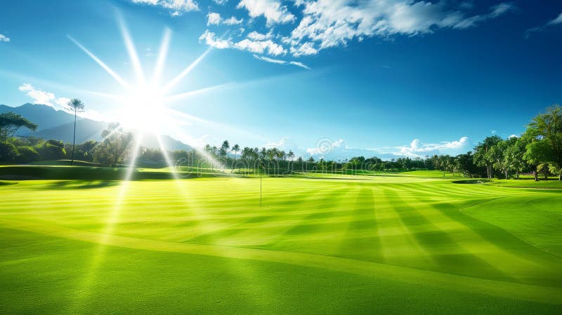 Picturesque Golf Course Under Bright Sunlight. Generative AI Stock ...