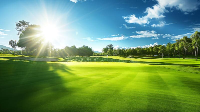 Picturesque Golf Course Under Bright Sunlight. Generative AI Stock ...