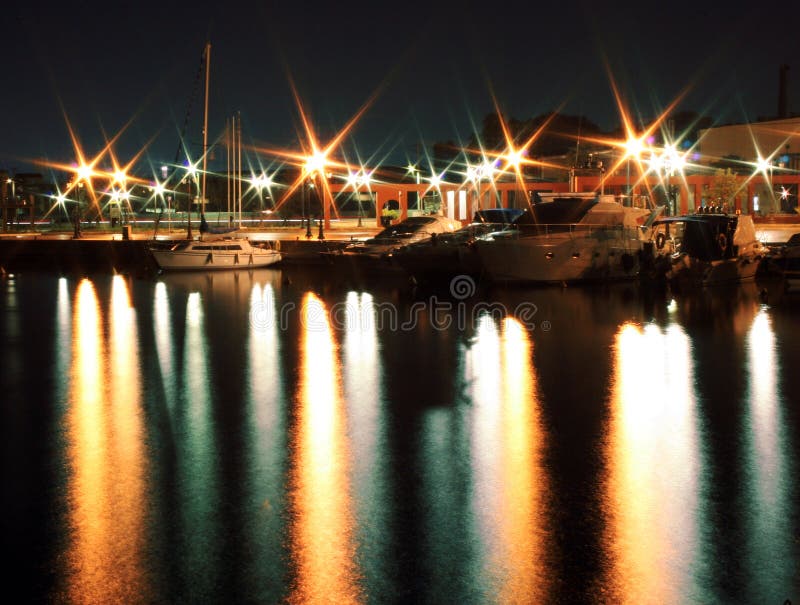 Picturesque Harbor at Night Stock Image - Image of calm, moored: 2680709