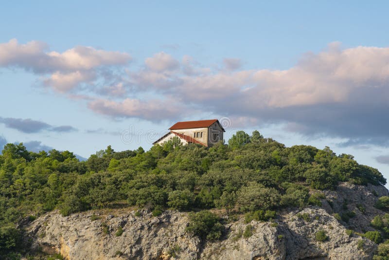 Picturesque House in the Middle of a Cliff Stock Photo - Image of ...