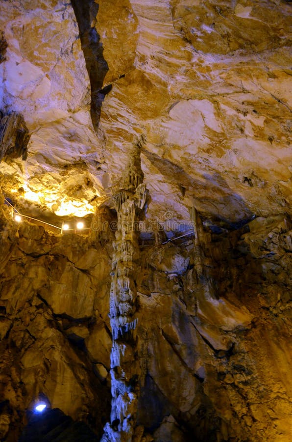 Picturesque Karst Features Illuminated in the Cave Stock Photo - Image ...