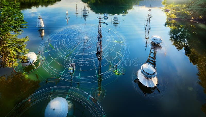 A Picturesque Lake with Floating Network Antennas and Communication ...
