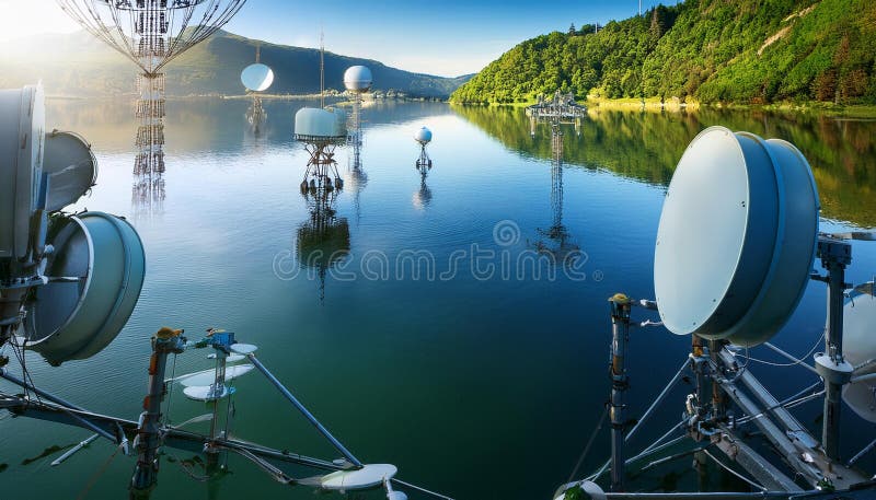 A Picturesque Lake with Floating Network Antennas and Communication ...