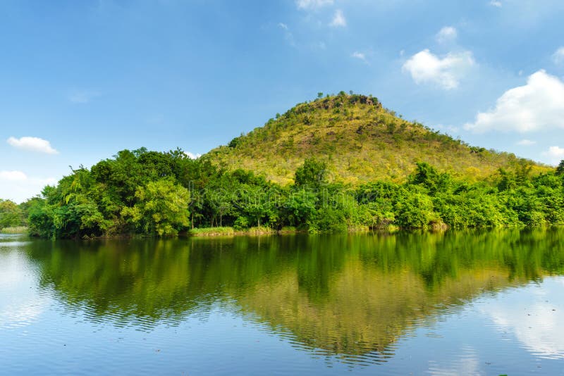 Picturesque Landscape of Riverside of the River with Mountain Stock ...