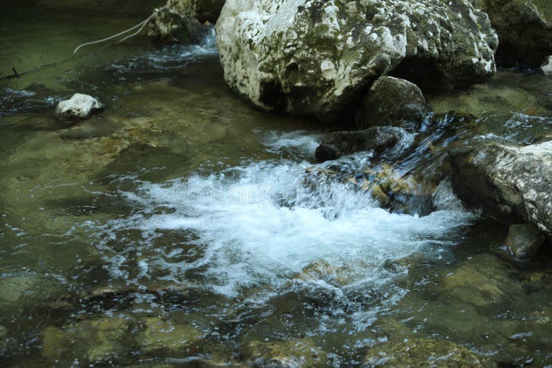 Picturesque Landscape with Stones and Dripping Stream Stock Photo ...