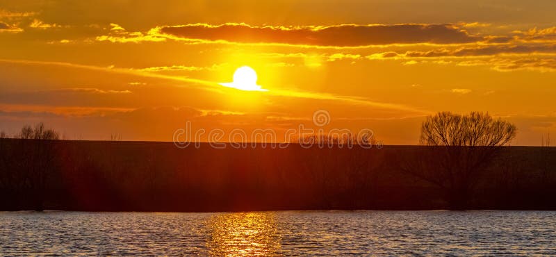 Early Spring. Spring Landscape with Trees by the River and Picturesque ...