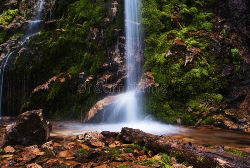 Picturesque Little Waterfall Stock Image - Image of outdoors, flowing ...