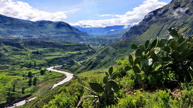 Picturesque Mountain Valley, Surrounded by Towering Peaks. Stock Image ...