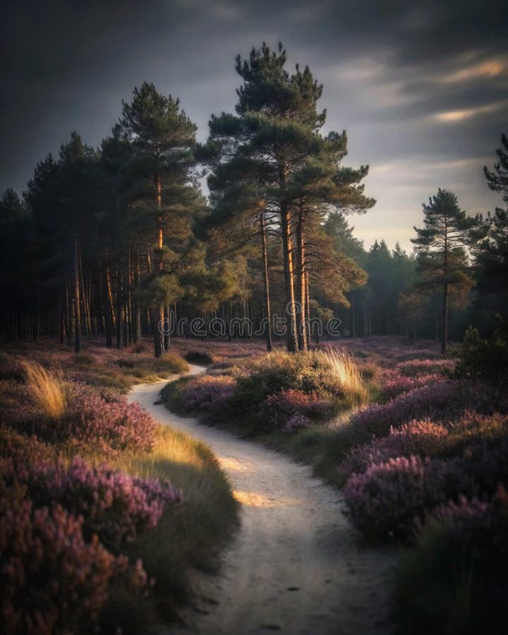 Picturesque Path Overgrown with Flowers Stock Image - Image of lonely ...
