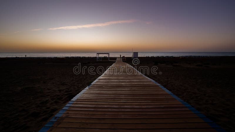 Picturesque Pathway Leading To the Ocean at Dusk Stock Image - Image of ...