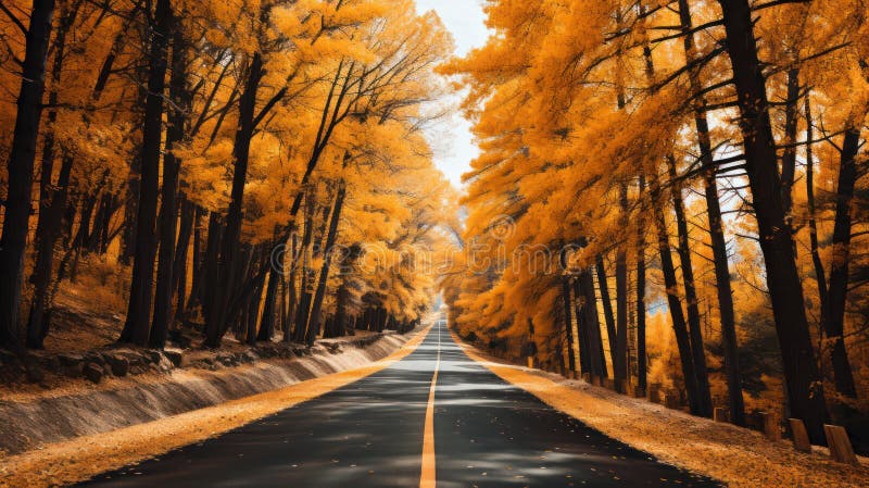 A Picturesque Pathway in Orange and Yellow Splendor. Generative AI ...