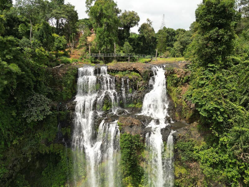 Picturesque Scene of a Cascading Waterfall in Pakse, Laos Stock Image ...
