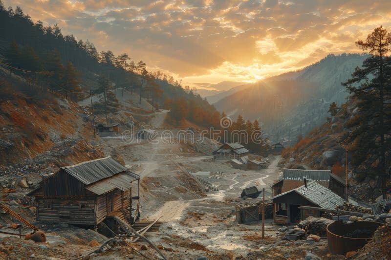 A Picturesque Scene of a Traditional Silver Mining Operation in the ...