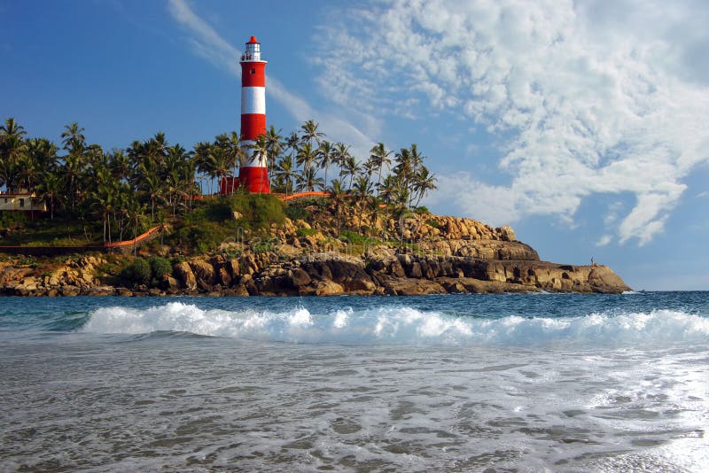Picturesque Sea Landscape with Lighthouse Stock Photo - Image of ...