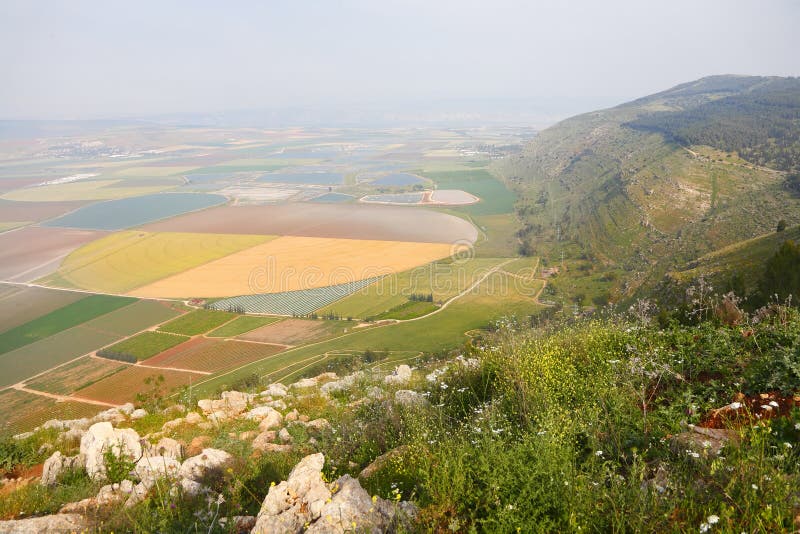Picturesque Valley in the Israeli Galilee. Stock Image - Image of light ...