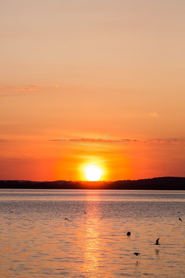 Picturesque View of a Beautiful Sunset Over a River. Stock Photo ...
